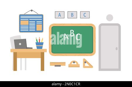 Computer class, empty interior of school, university or college, modern ...