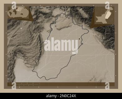 Punjab, province of Pakistan. Colored elevation map with lakes and ...