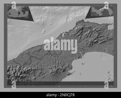Colon, province of Panama. Bilevel elevation map with lakes and rivers ...