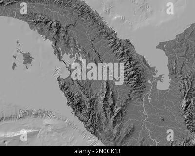 Darien, province of Panama. Bilevel elevation map with lakes and rivers ...