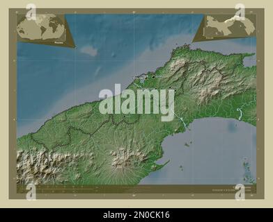 Colon, province of Panama. Colored elevation map with lakes and rivers ...