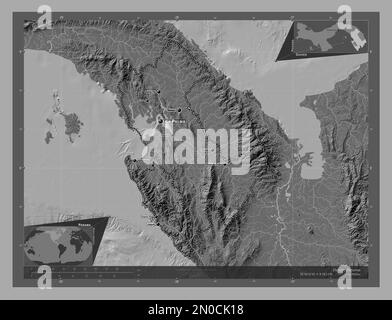 Darien, province of Panama. Bilevel elevation map with lakes and rivers ...