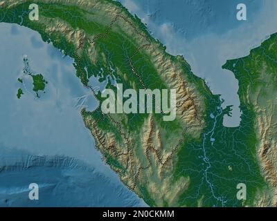 Darien, province of Panama. Colored elevation map with lakes and rivers ...