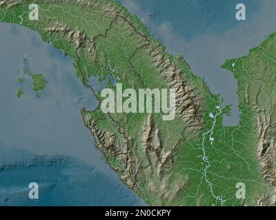 Darien, province of Panama. Colored elevation map with lakes and rivers ...