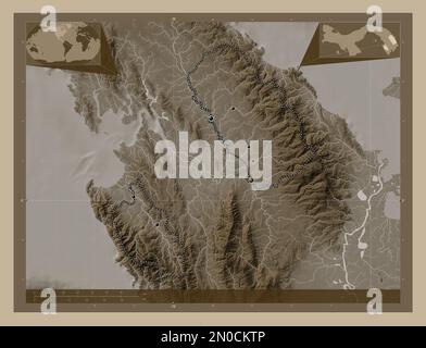 Embera, indigenous territory of Panama. Colored elevation map with ...