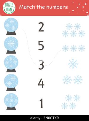 Winter christmas matching game for children, connect colorful hats with ...