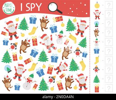 Christmas I spy game for kids. Searching and counting activity with ...