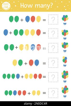 Birthday counting game with colorful balloons. Holiday activity for ...