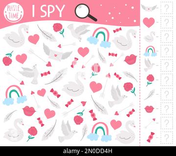 Vector Saint Valentine day searching game with cute caterpillars in the ...