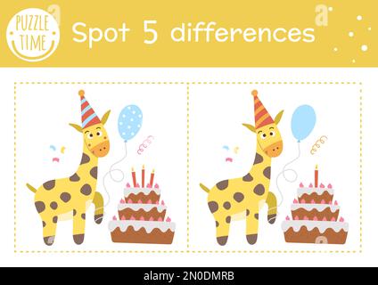 Birthday party find differences game for children. Holiday educational ...