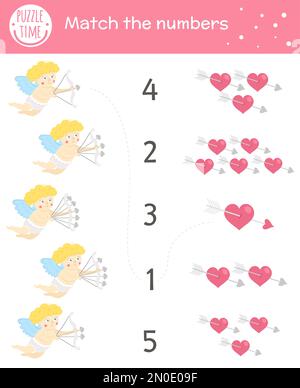 Saint Valentine day matching game with hearts in jar. Holiday math ...