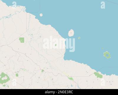 Madang, province of Papua New Guinea. Colored elevation map with lakes ...