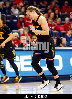 Arizona State forward Sophie Brunner (21) shoots during the second half ...