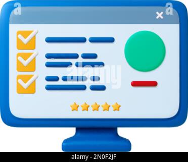 Web page with stars, feedback, rating, reward, marks flat color icon ...