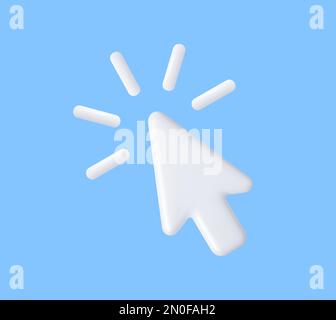 Search 3D button with hand pointer clicking. Hand push the button ...