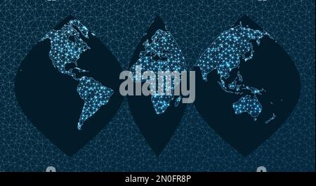 Internet and global connections map. Interrupted sinusoidal projection ...