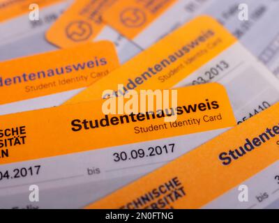 Student Identity Cards (Studentenausweis) lying on each other ...