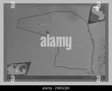 Alto Paraguay, department of Paraguay. Grayscale elevation map with ...