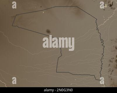 Alto Paraguay, department of Paraguay. Colored elevation map with lakes ...