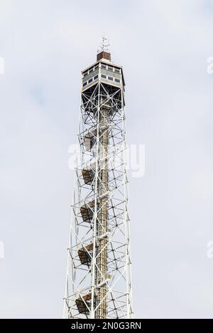 Fire station communications and radio tower with fireman’s pole Stock ...