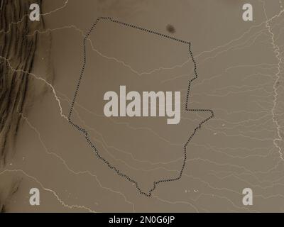 Boqueron, department of Paraguay. Colored elevation map with lakes and ...