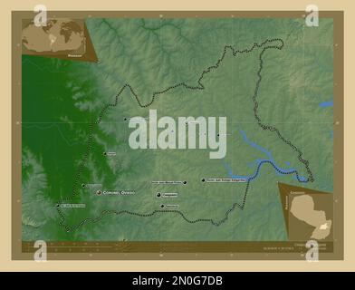 Caaguazu, department of Paraguay. Elevation map colored in wiki style ...