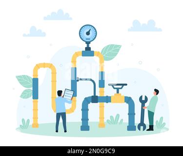Natural liquefied gas pipeline inspection vector illustration. Cartoon ...