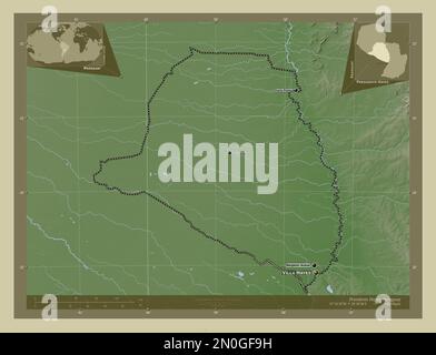 Presidente Hayes, department of Paraguay. Colored elevation map with ...