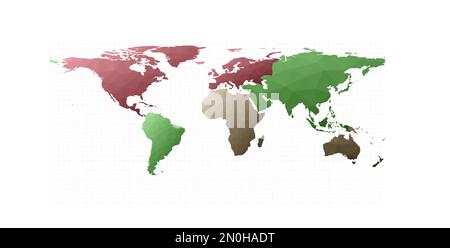 Colorful world map. Equirectangular projection. Stunning vector ...