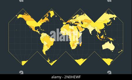 Map of The World. HEALPix projection. Globe with latitude and longitude ...