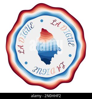 La Digue round logo. Digital style shape of La Digue in dotted circle ...