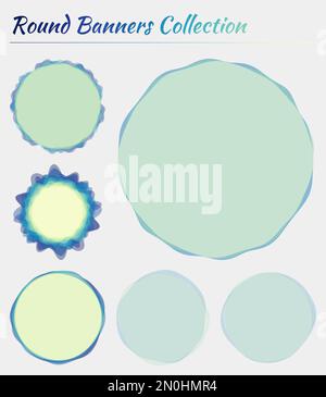 Abstract round labels. Circular backgrounds in brown, blue, and green ...