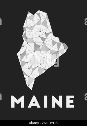 Network map of Maine. Us state digital connections map. Technology ...