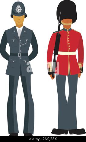 cartoon soldier of a queen guard royal in traditional uniform Stock ...