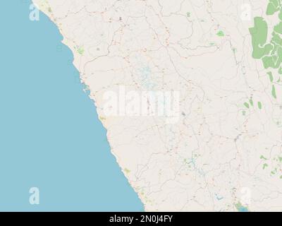 Ancash, region of Peru. Open Street Map. Locations and names of major ...