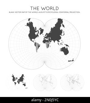 World Map. August's epicycloidal conformal projection. Futuristic world ...