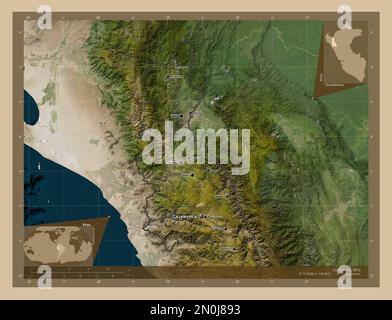 Cajamarca, region of Peru. Low resolution satellite map Stock Photo - Alamy