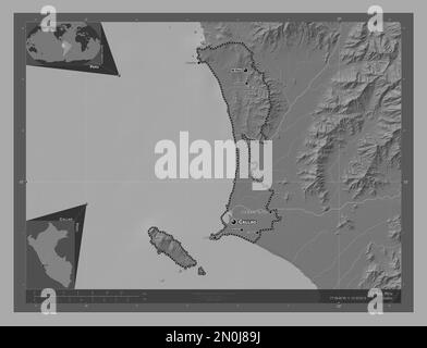 Callao, province of Peru. Bilevel elevation map with lakes and rivers ...