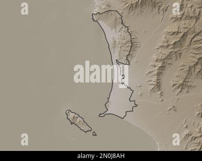 Callao, province of Peru. Colored elevation map with lakes and rivers ...