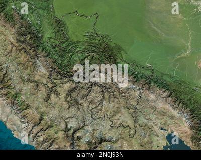 Cusco, region of Peru. High resolution satellite map. Locations of ...