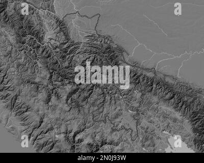 Cusco, region of Peru. Bilevel elevation map with lakes and rivers ...