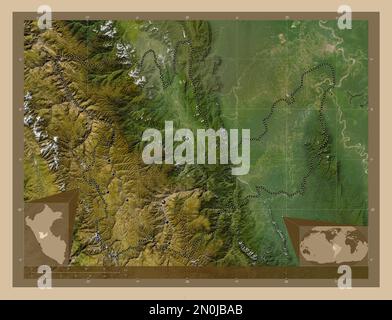 Huanuco, region of Peru. Low resolution satellite map Stock Photo - Alamy
