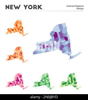 Map of New York city, with borders of the regions and labels Stock ...