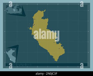 Ica, region of Peru. Solid color shape. Corner auxiliary location maps ...