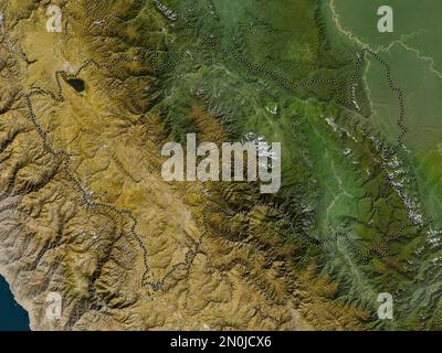 Junin, region of Peru. Low resolution satellite map. Locations and ...