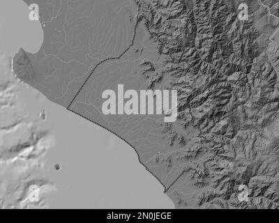 Lambayeque, region of Peru. Elevation map colored in wiki style with ...