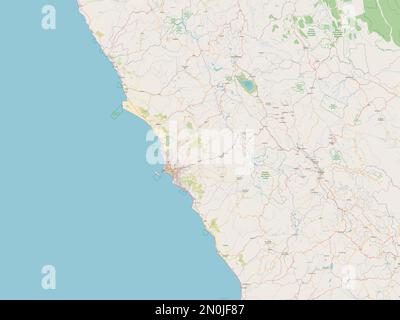 Lima, region of Peru. Open Street Map. Locations of major cities of the ...