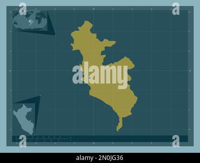 Shape of Lima Province, province of Peru, with its capital isolated on ...