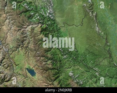 Pasco, region of Peru. High resolution satellite map. Locations of ...