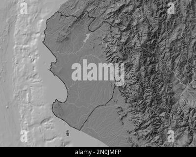 Piura, region of Peru. Bilevel elevation map with lakes and rivers ...